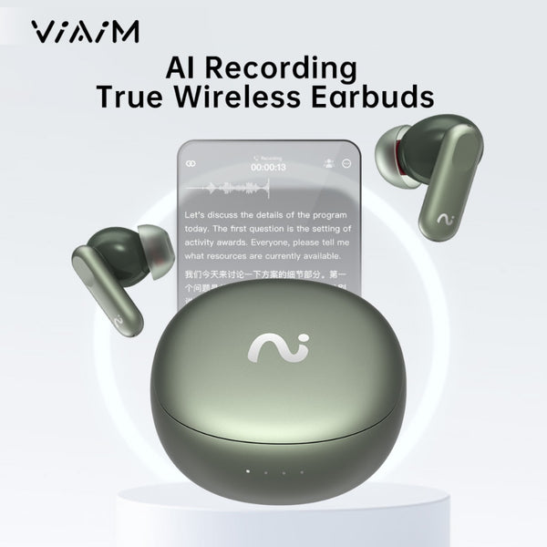 viaim Nano+ AI Voice Recorder Earbuds-AI Meeting Assistant + Transcrip ...